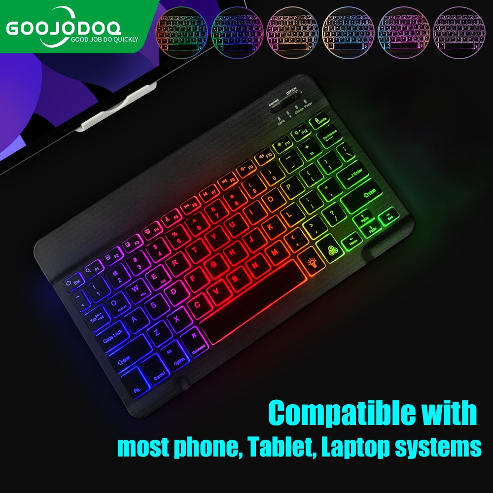 GOOJODOQ with Backlight Wireless Bluetooth Keyboard and Mouse Set Mini ...