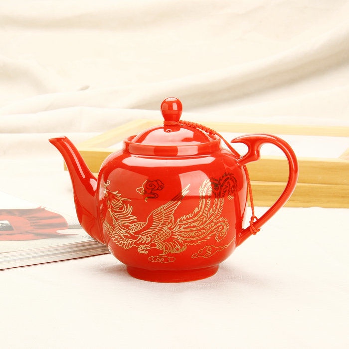 Yixi Chinese Red Tea Set Dragon Phoenix Double Happiness Teapot Hot ...
