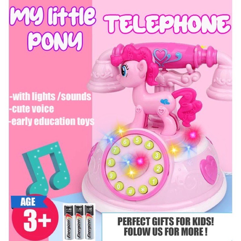 My little Pony Old Style Telephone With Cable Light a Sounds Numbers ...