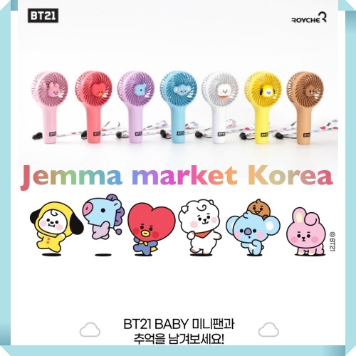 BT21 Baby Mini Handy Fan&Strap Set Line Friends BT21 Official Royche Korea BTS Kpop Summer Must ...