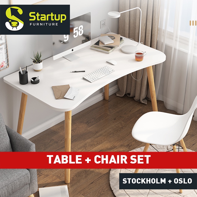 [TABLE AND CHAIR SET] Modern Minimalist Study Computer Desk with chair ...