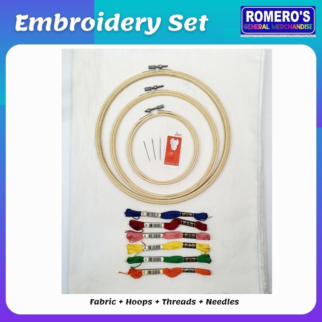 Embroidery Set (Fabric + Hoops + Threads + Needle) | Shopee Philippines