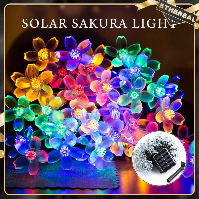 Solar LED String Light Sakura Flower Fairy Christmas Light Waterproof ...
