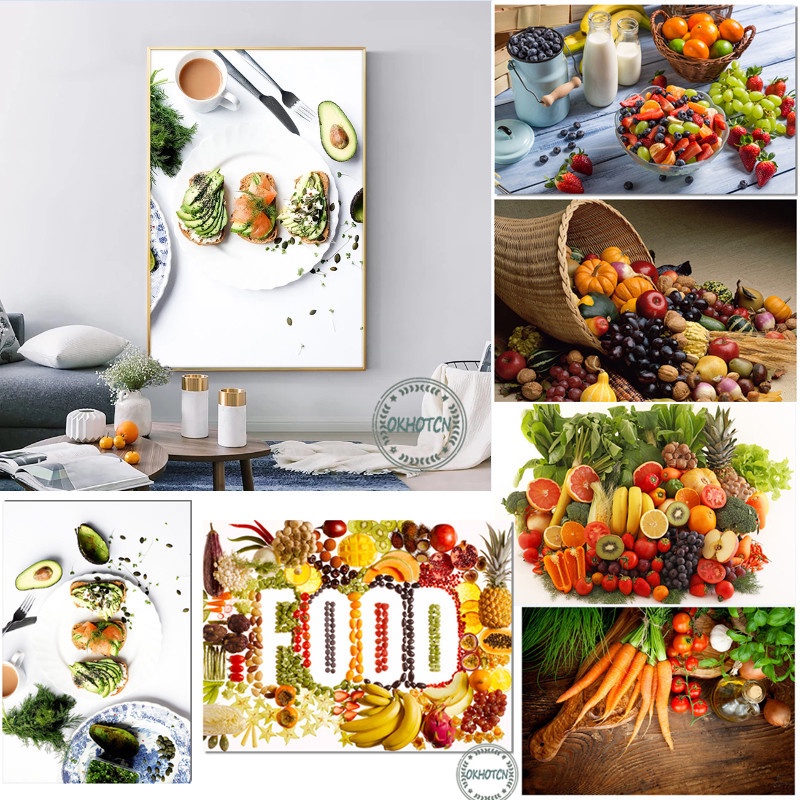 Healthy Food Vegetables Fruit Canvas Painting Avocado Posters and ...