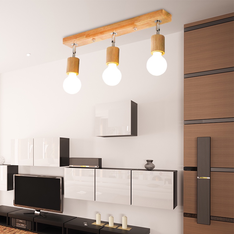Corridor light porch restaurant Nordic wood track light modern creative ...