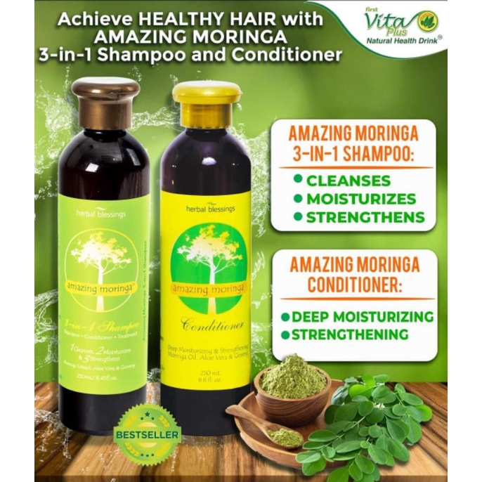 MORINGA SHAMPOO and MORINGA CONDITIONER 250 ml. | Shopee Philippines