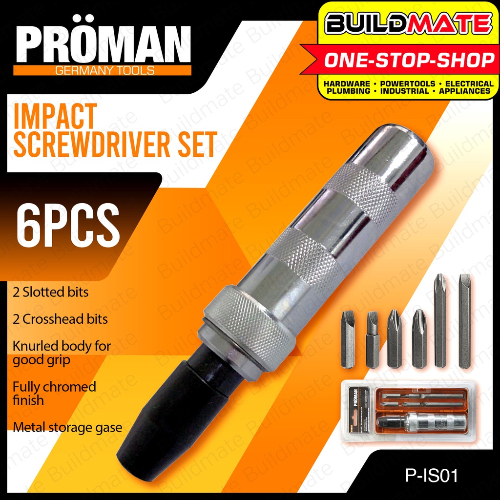 PROMAN / MEGA Impact Driver with 6pcs Bits Screwdriver Set - BUILDMATE ...