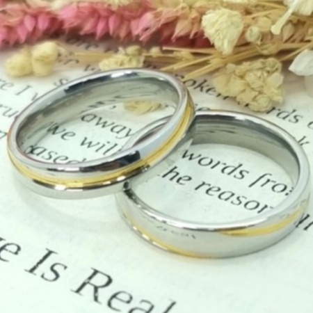 RK Jewelry WR81 Free Name Engrave Wedding Ring 18K Gold Plated Couple ...