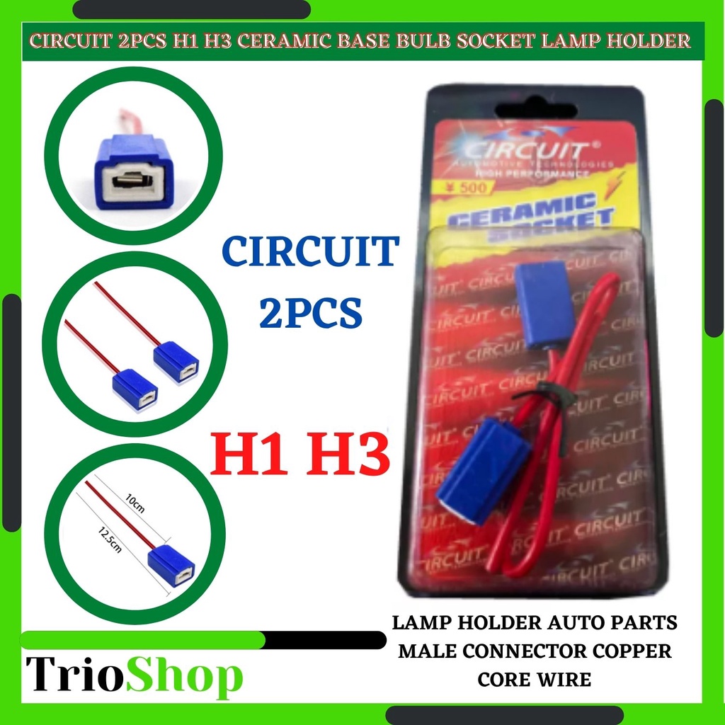 CIRCUIT 2pcs H1 H3 Ceramic Base Bulb Socket Lamp Holder Auto Parts Male ...