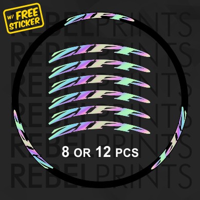 ZIPP Holographic/Oil Slick (8-12 pcs) Wheel Rim Sticker Decals Vinyl ...