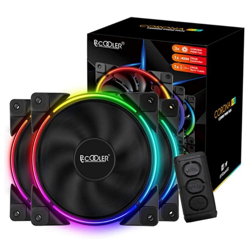 PCCOOLER Corona 3 in 1 Kit RGB Fan Pc Cooler / Add on Pcooler Fans ...