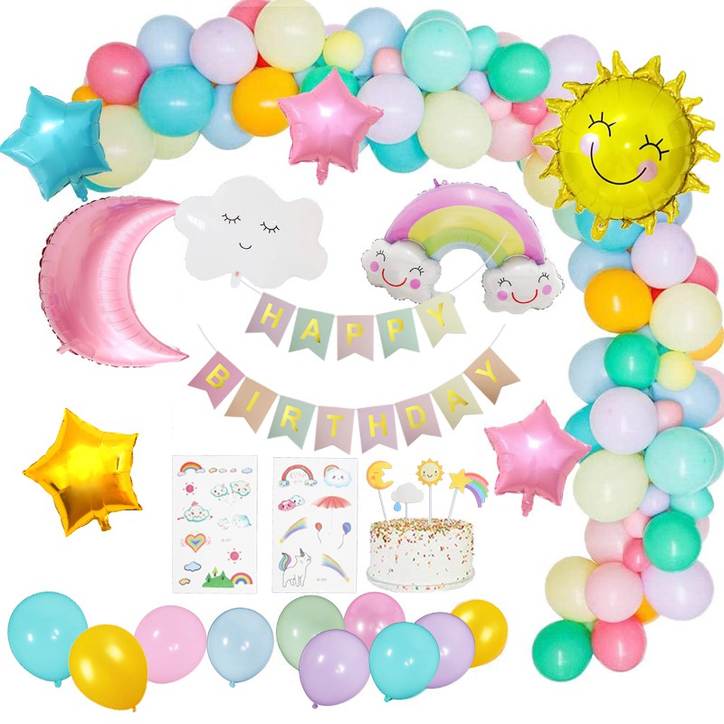 53Pcs/Set Sky Theme Birthday Party Decorations Kids Star Rainbow Clouds ...