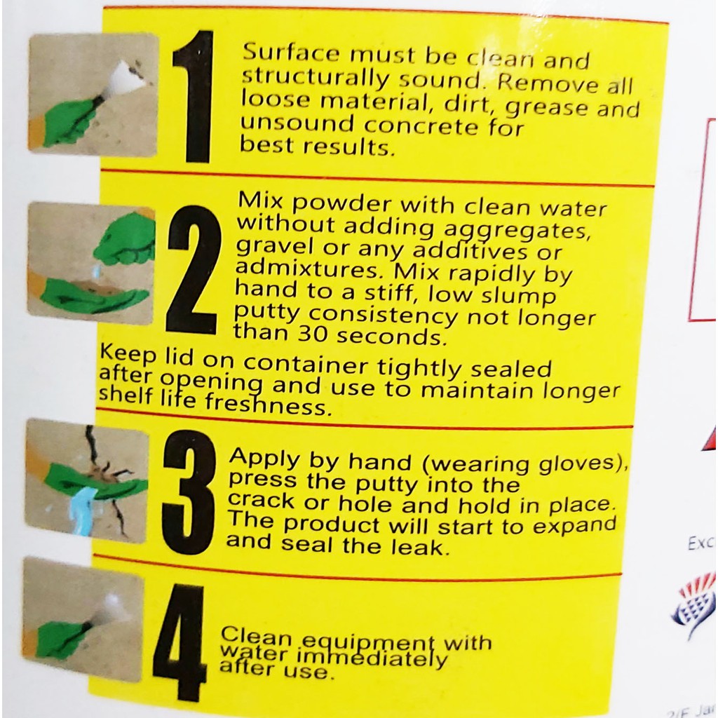 Thoro Waterplug Fast Setting Cement 1 Liter Water Plug | Shopee Philippines