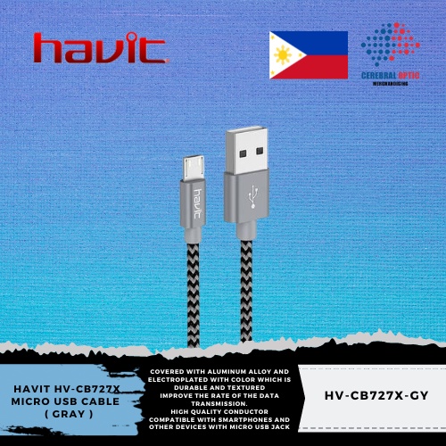HAVIT MICRO USB CABLE HV-CB727X ( GRAY ) (OLD PACKAGING) | Shopee ...