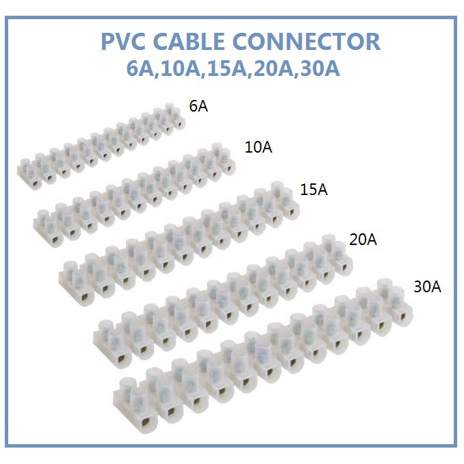 12-Way 6A, 10A, 15A 20A,30A PVC Cable Connector / Terminal Block / PVC ...