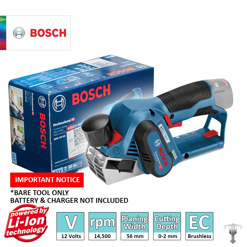 Bosch GHO 12V-20 Professional 12 V Brushless Cordless Planer (Bare Tool ...