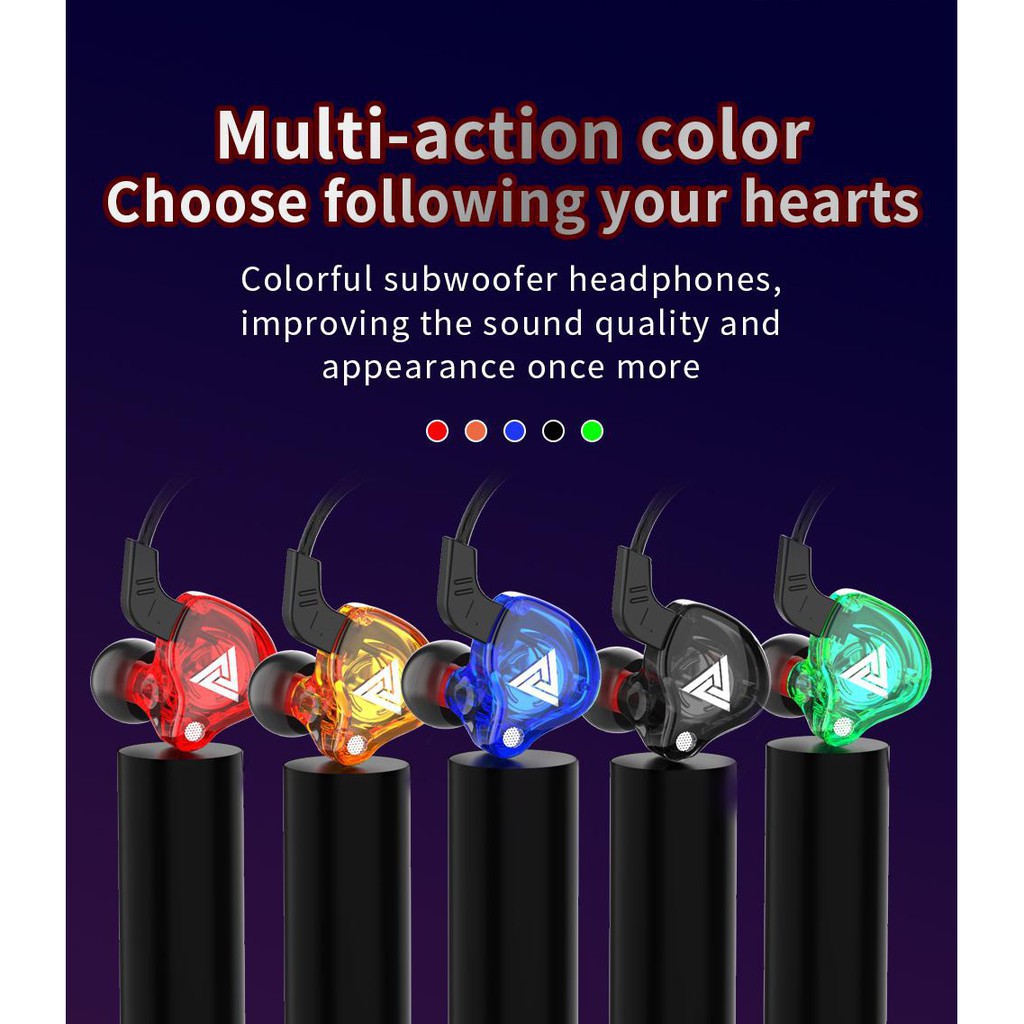 QKZ AK6 High Fidelity Wire Earphones Universal 106db 1.2m 3.5mm Sports In-Ear Hifi Sound Earbuds ...