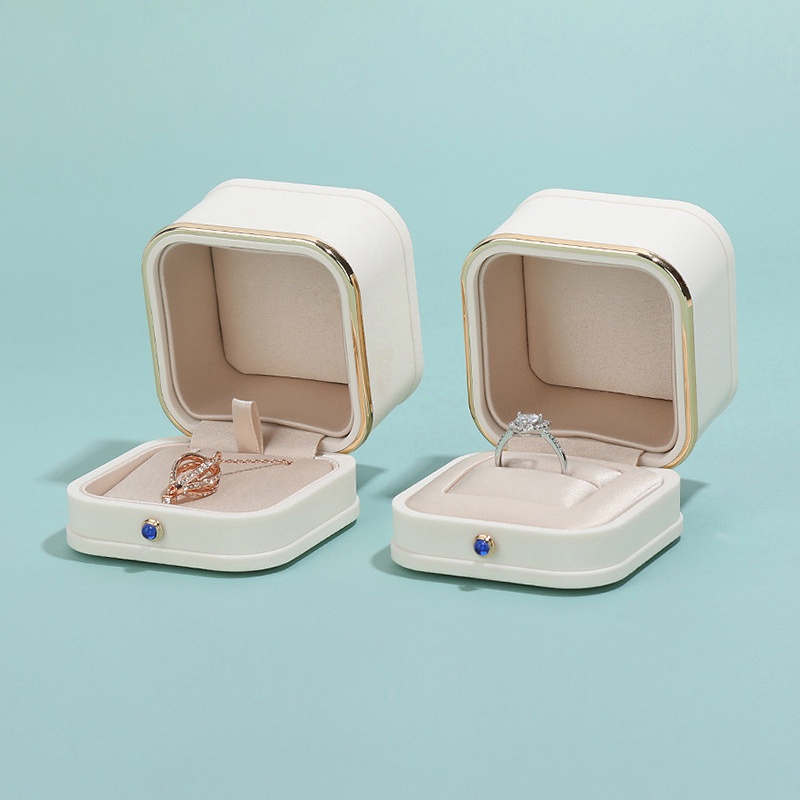 White High-end Jewelry Box Single Ring Pendant Ring Box Engagement Gift ...