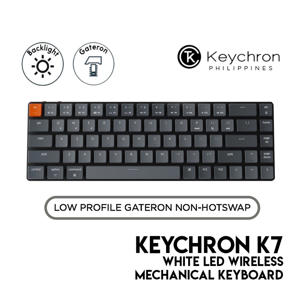 Keychron K7 Mechanical Keyboard (65% Layout, Wired/Bluetooth, White LED ...