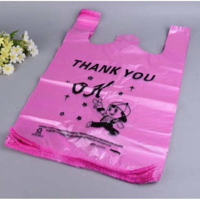 thank you pink transparent sando bag 95-100pcs. | Shopee Philippines