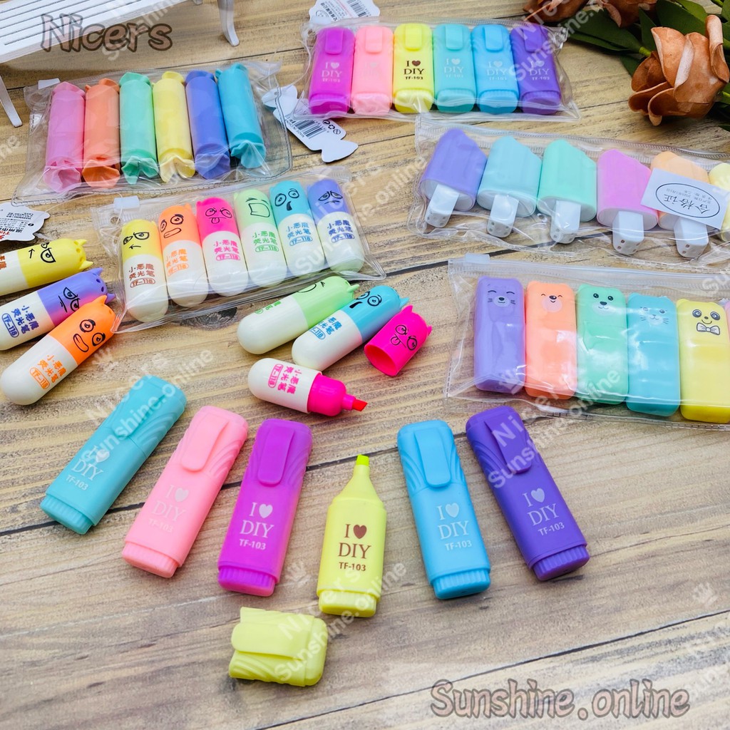 Cute Design 6Colors 4Colors Highlighter Pen MINI | Shopee Philippines