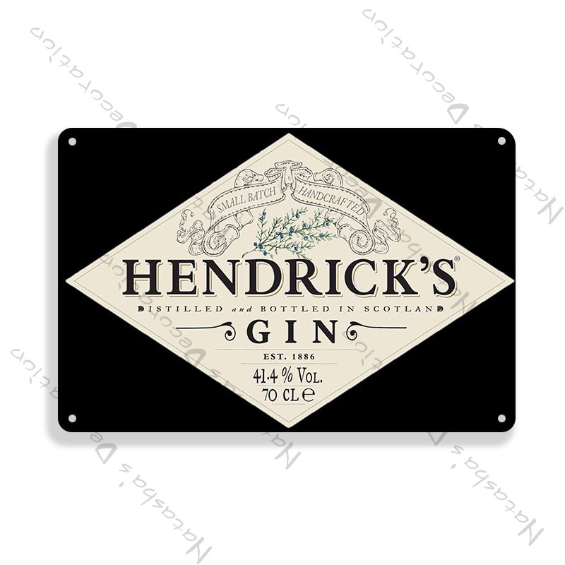 Hendrick's Gin Metal Tin Sign Vintage Metal Signs Retro Beer Metal ...