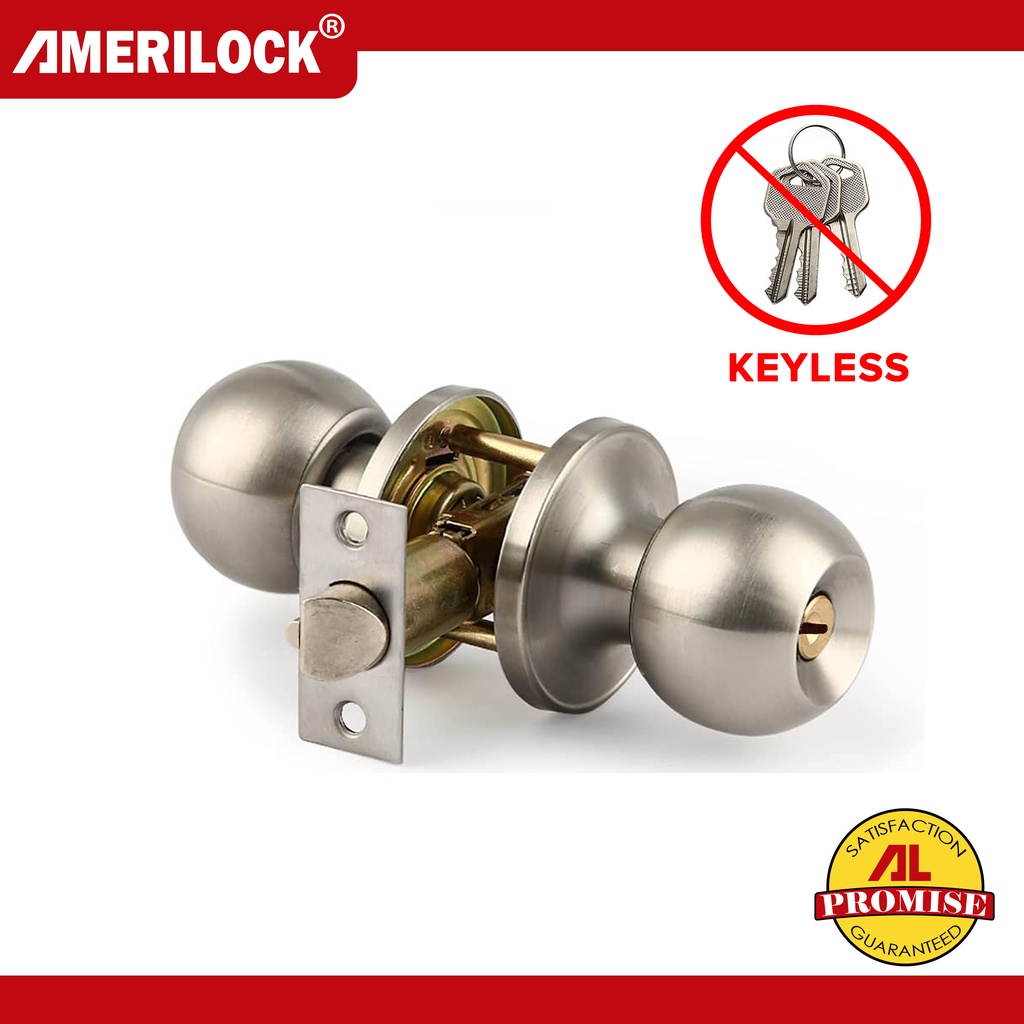 AMERILOCK KEYLESS Door Knob for Bathroom Privacy Lockset (AL 587 BK ...