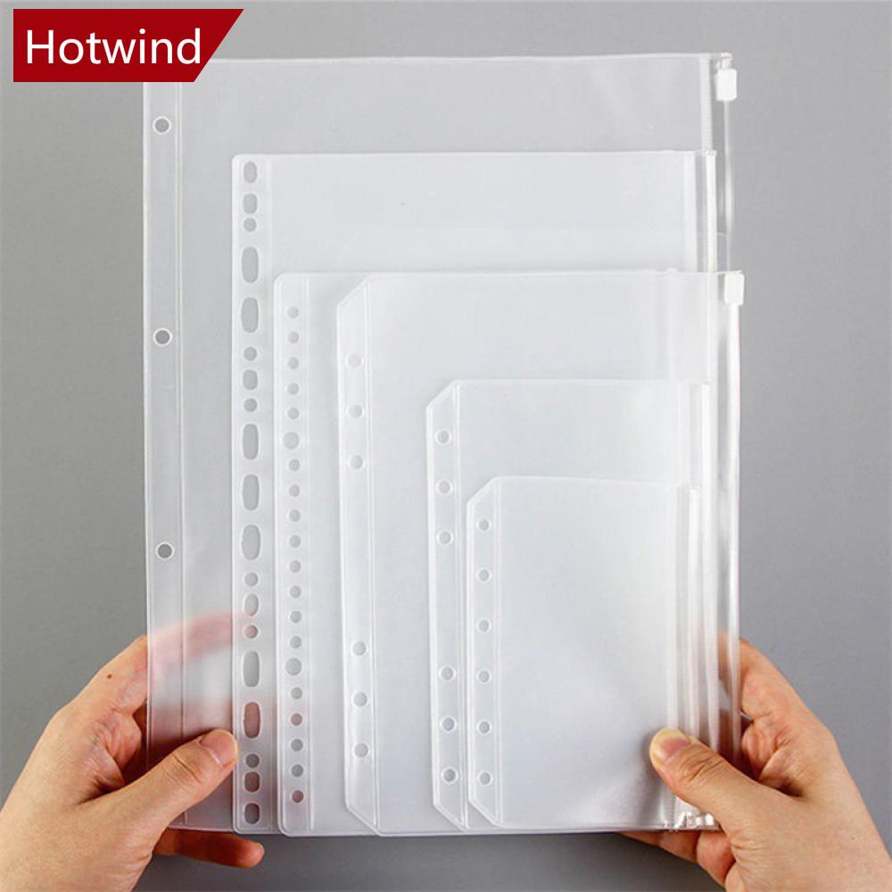 HW PVC Transparent Punch Zipper Binder Pocket With Plastic Zipper For 6 ...