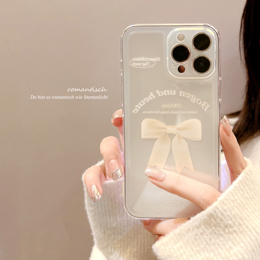 For iPhone Phone Case White Silk Bow 13 12 11 Pro Max SE2 X XS XR X 8 7 ...