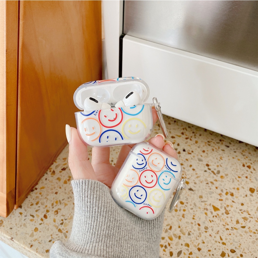 Transparent Colorful Smiley AirPods Case For 1 2 3 Pro Case TPU Simple ...
