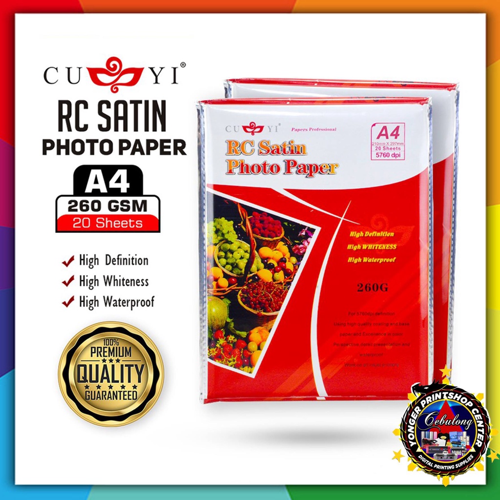 A4 SIZE CUYI RC SATIN PHOTO PAPER | Shopee Philippines