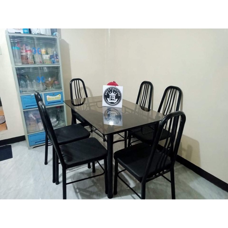 Dinning set glass table with 6 chair | Shopee Philippines