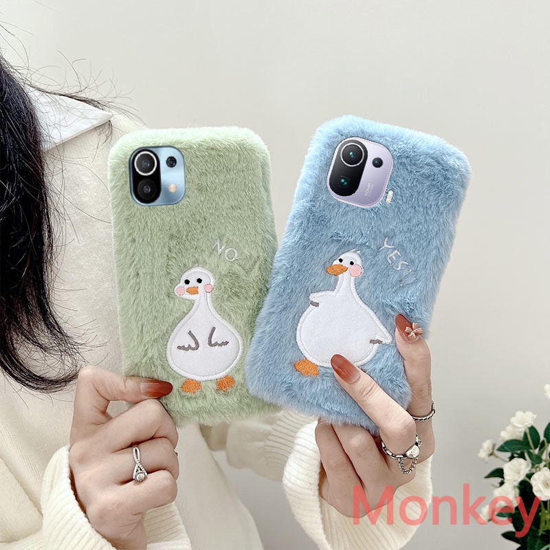 Cute Cartoon Duck Fluffy Soft Plush Phone Case For Xiaomi Redmi Note6 ...