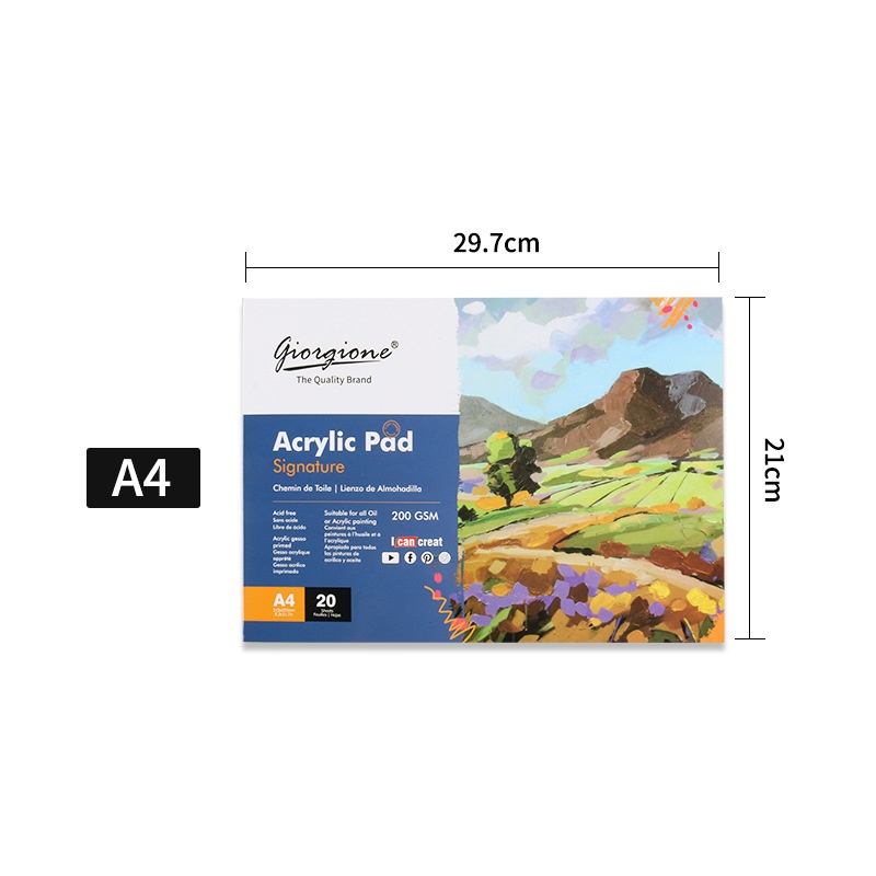 Premium Acrylic Pad 20 Sheets Painting & Drawing Pad with Thick 200G ...