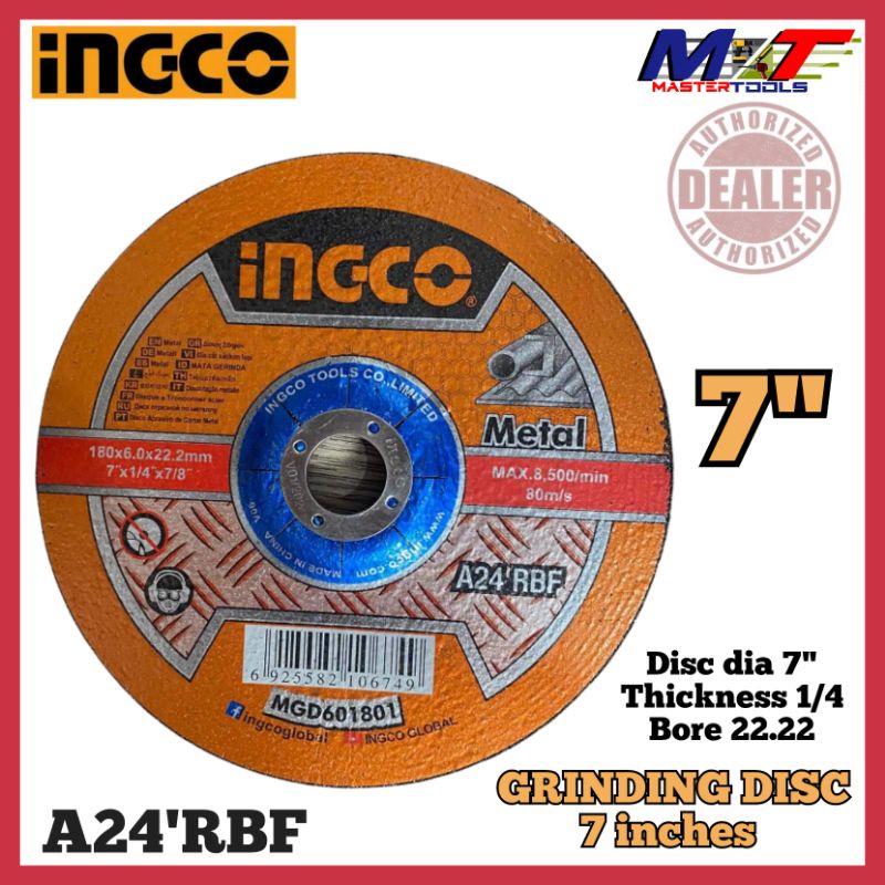 Ingco Metal Grinding Disc 7" /180mm MGD601801 A24 | Shopee Philippines