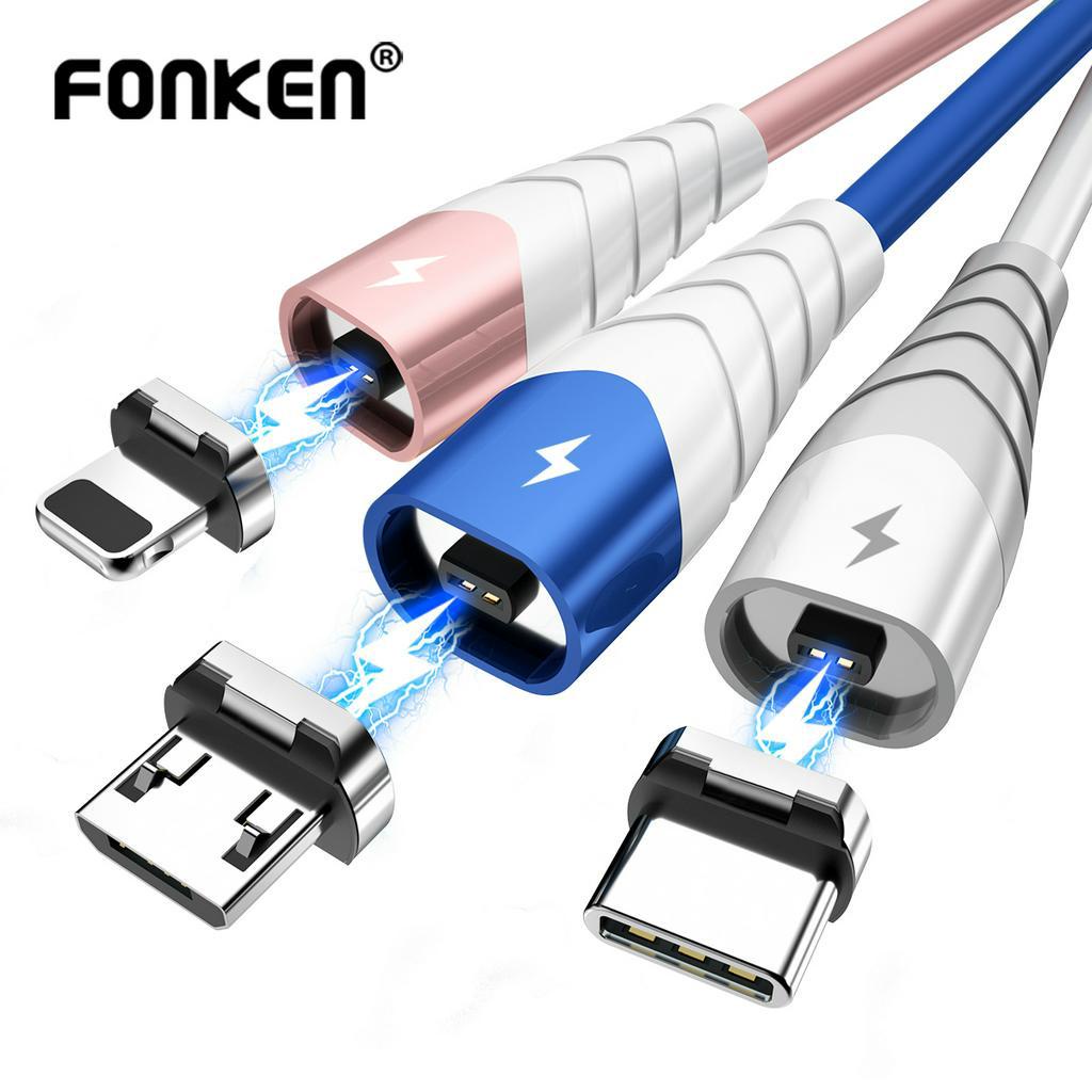 Fonken 2 Pin Magnetic Charger Type C Cable Micro Usb Fast Charging Cord ...