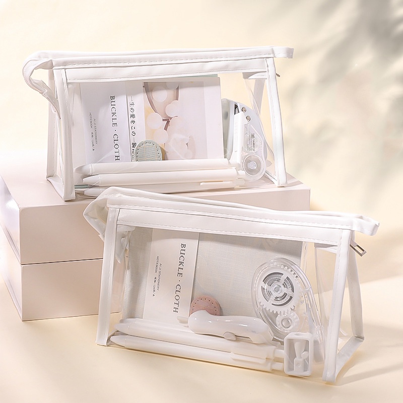 Clear Pencil Pouch Case Bag for Pen, PVC Transparent Zippered Toiletry ...