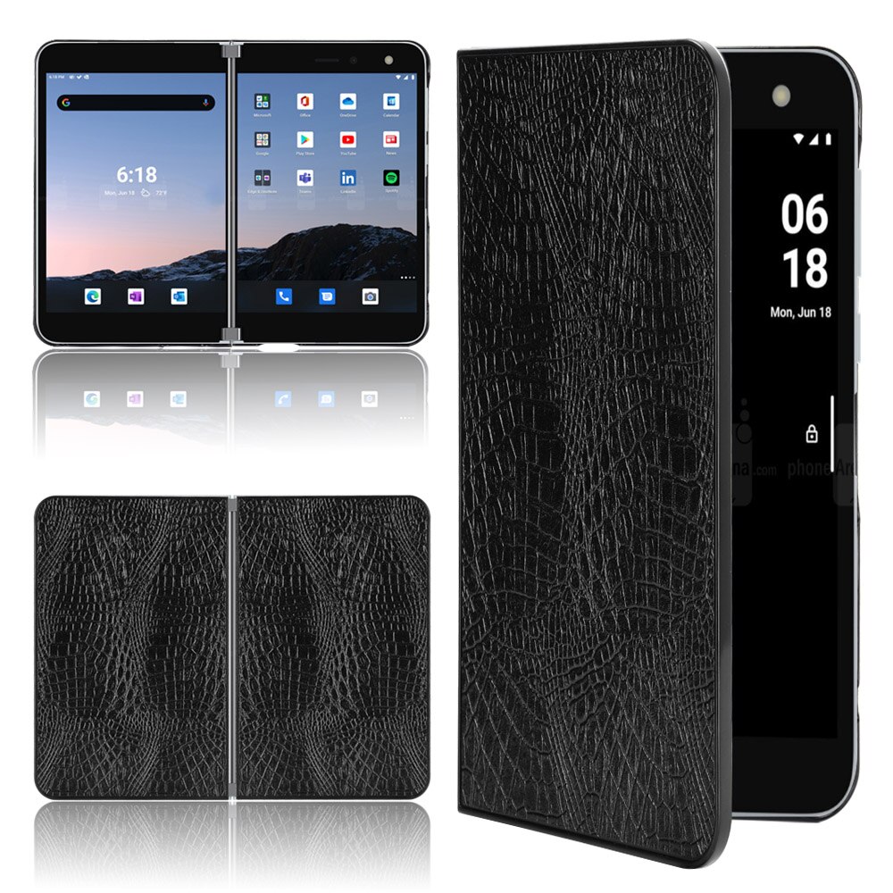 Microsoft Surface Duo Case Luxury Crocodile Pattern PU Leather Case ...