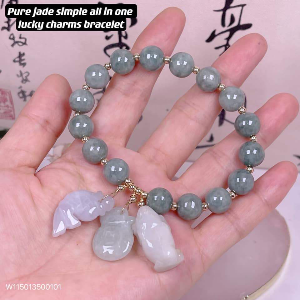 pure jade simple all in one lucky charms bracelet | Shopee Philippines