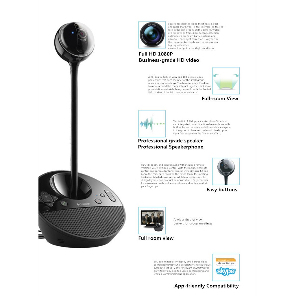 Logitech BCC950 HD Camera Conference 1080p Video Webcam | Shopee ...