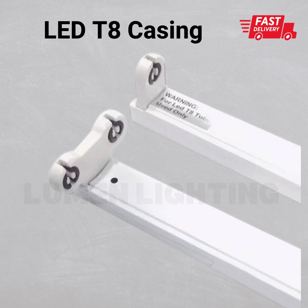 Led T8 Casing 2ft 4ft Kalimantang Single Double Fitting Light Tube Ceiling Wall Lighting Lampu