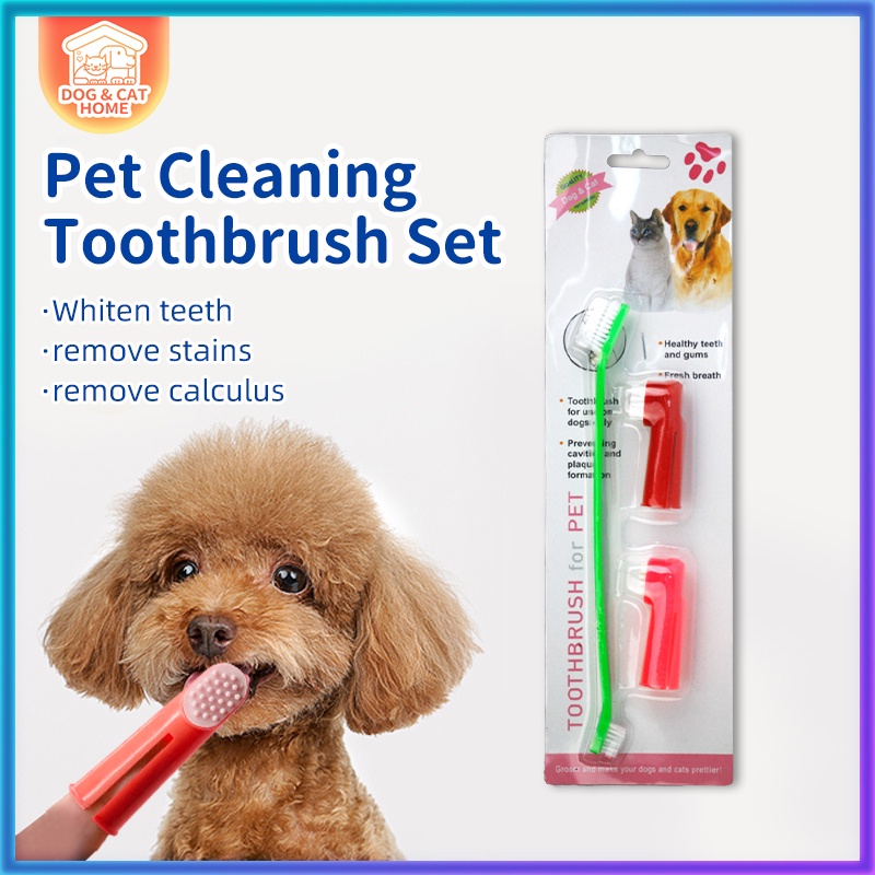 Dog Toothbrush 3pcs Pet Toothbrush Set Cat toothbrush 2 Finger Brush ...