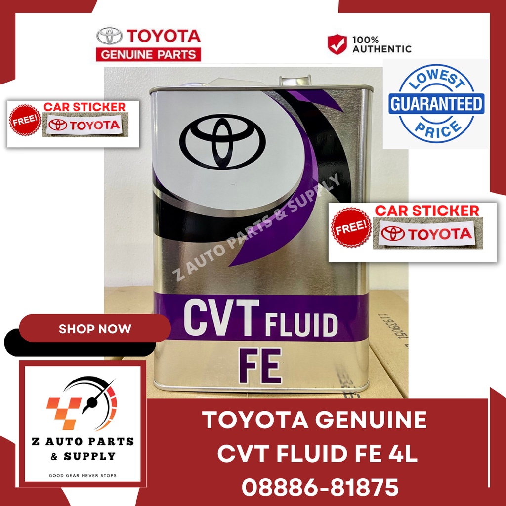 CVT FLUID FE 4L 08886-81875 TOYOTA GENUINE *FREE TOYOTA CAR STICKER* | Shopee Philippines