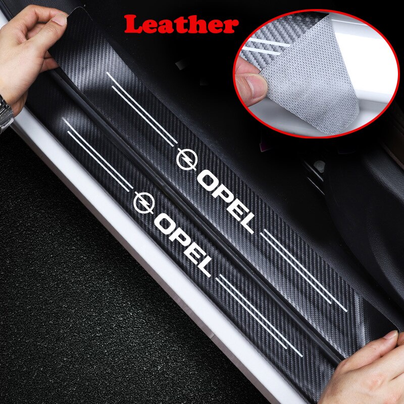4pcs Leather Carbon Fiber Vinyl Door Threshold Stickers For Opel Astra ...