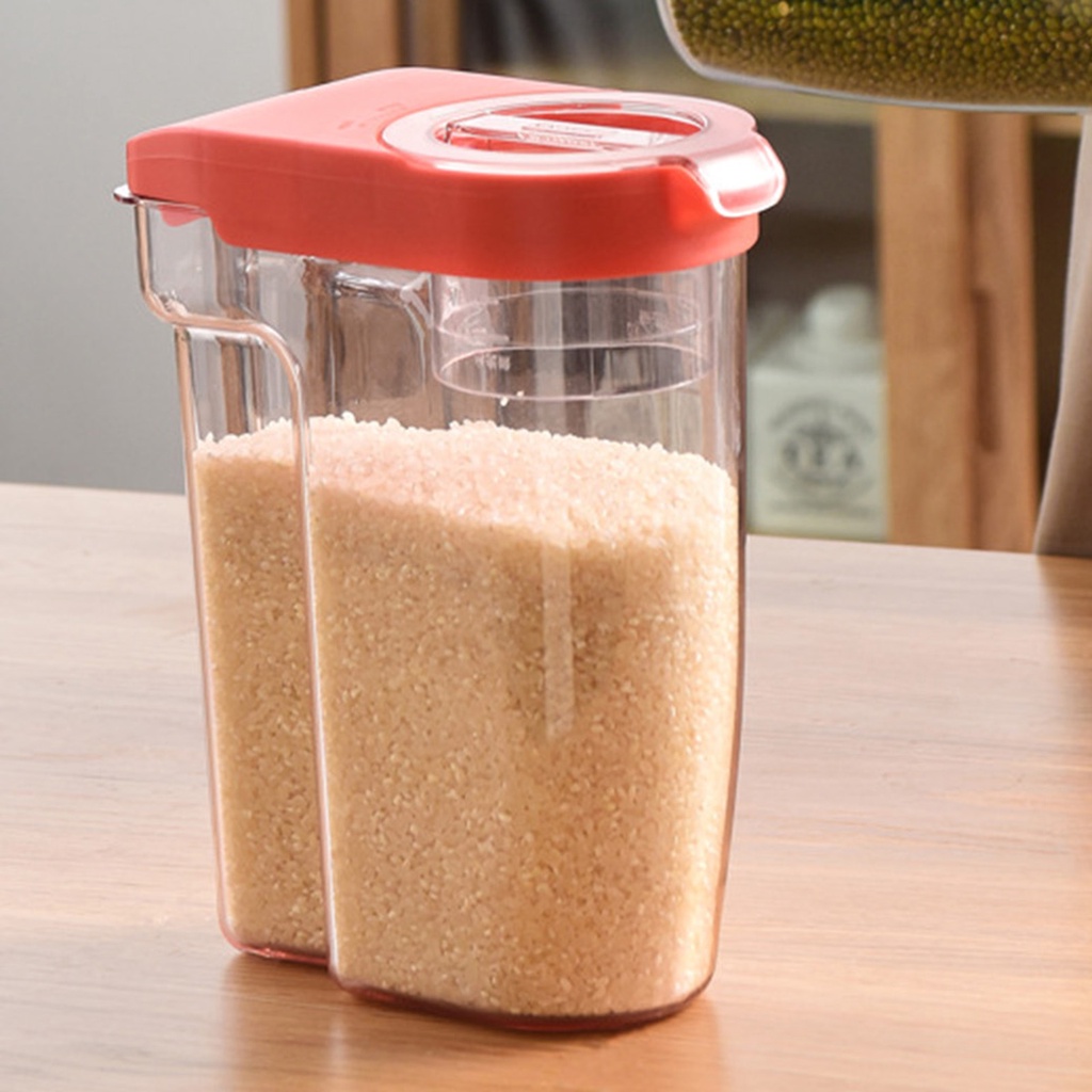 2L Transparent Rice Storage Dispenser Pour Spout Design Cereal ...