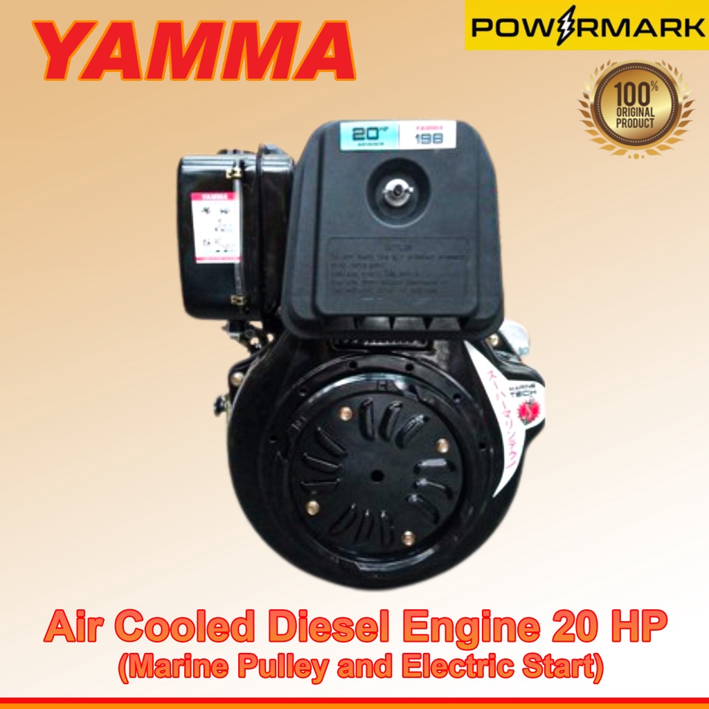 YAMMA Air Cooled Diesel Engine 20 HP (Marine Pulley and Electric Start ...