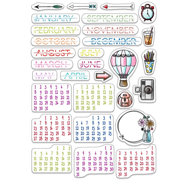 Calendar Transparent Silicone Clear Rubber Stamp Cling Diary ...