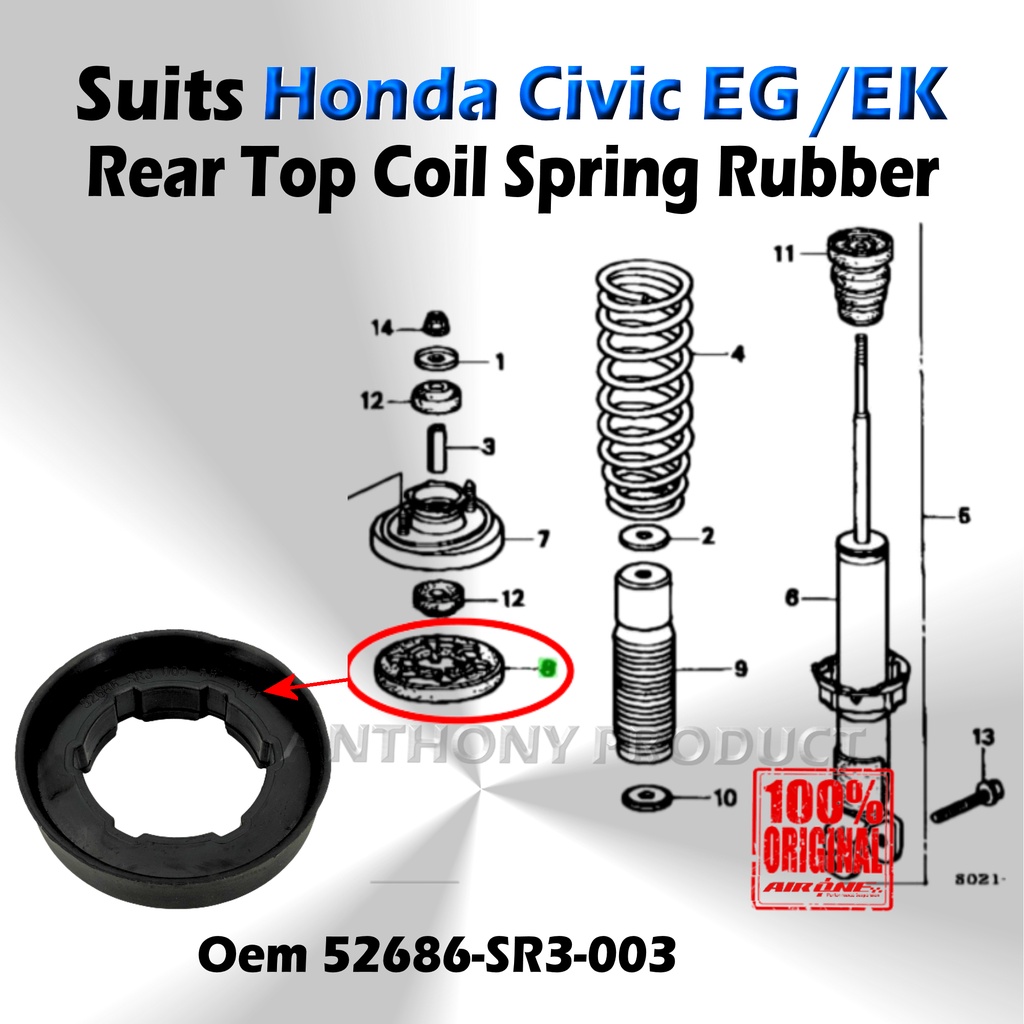 Honda Civic EG, EK, CRV RD1 Rear Coil spring Rubber (Top) | Shopee ...
