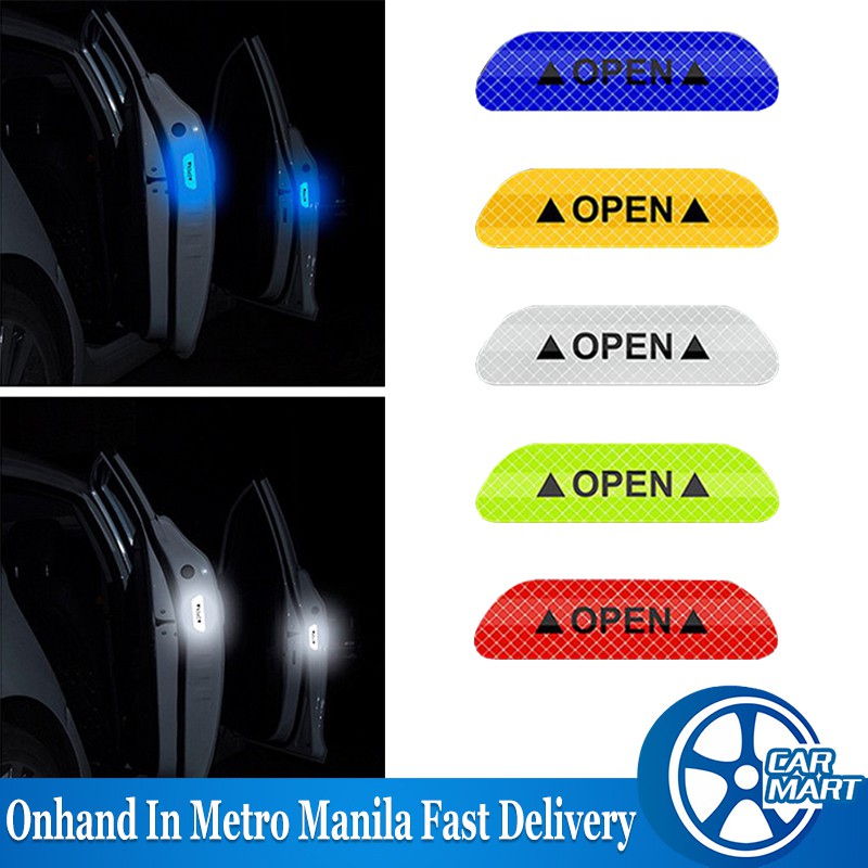 【4Pcs/Set 】Car Door Open Reflective Sticker Tape Decal Safety anti ...