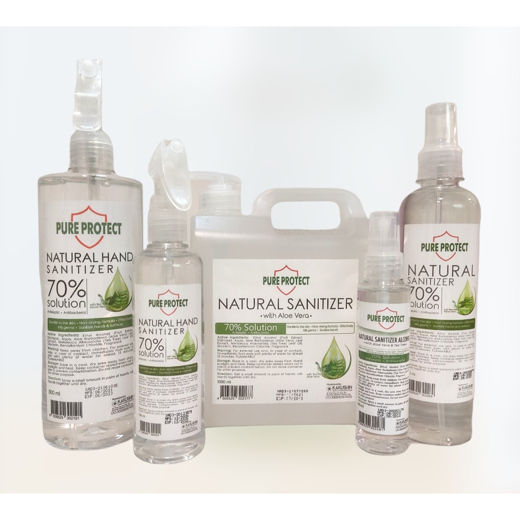 KYU Pure Protect NATURAL Sanitizer Alcohol with Aloe vera & Tea Tree ...